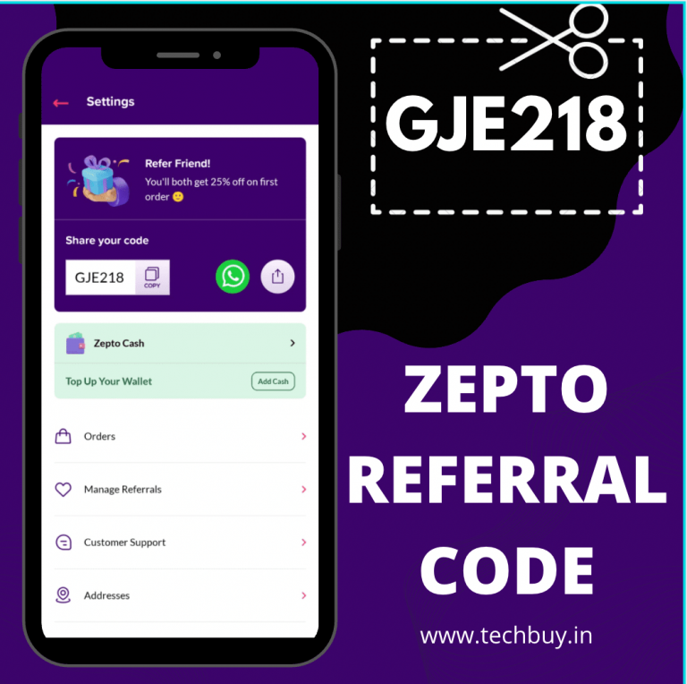 Zepto Referral Code UBC164 25% OFF on new users first order - TechBuy.in